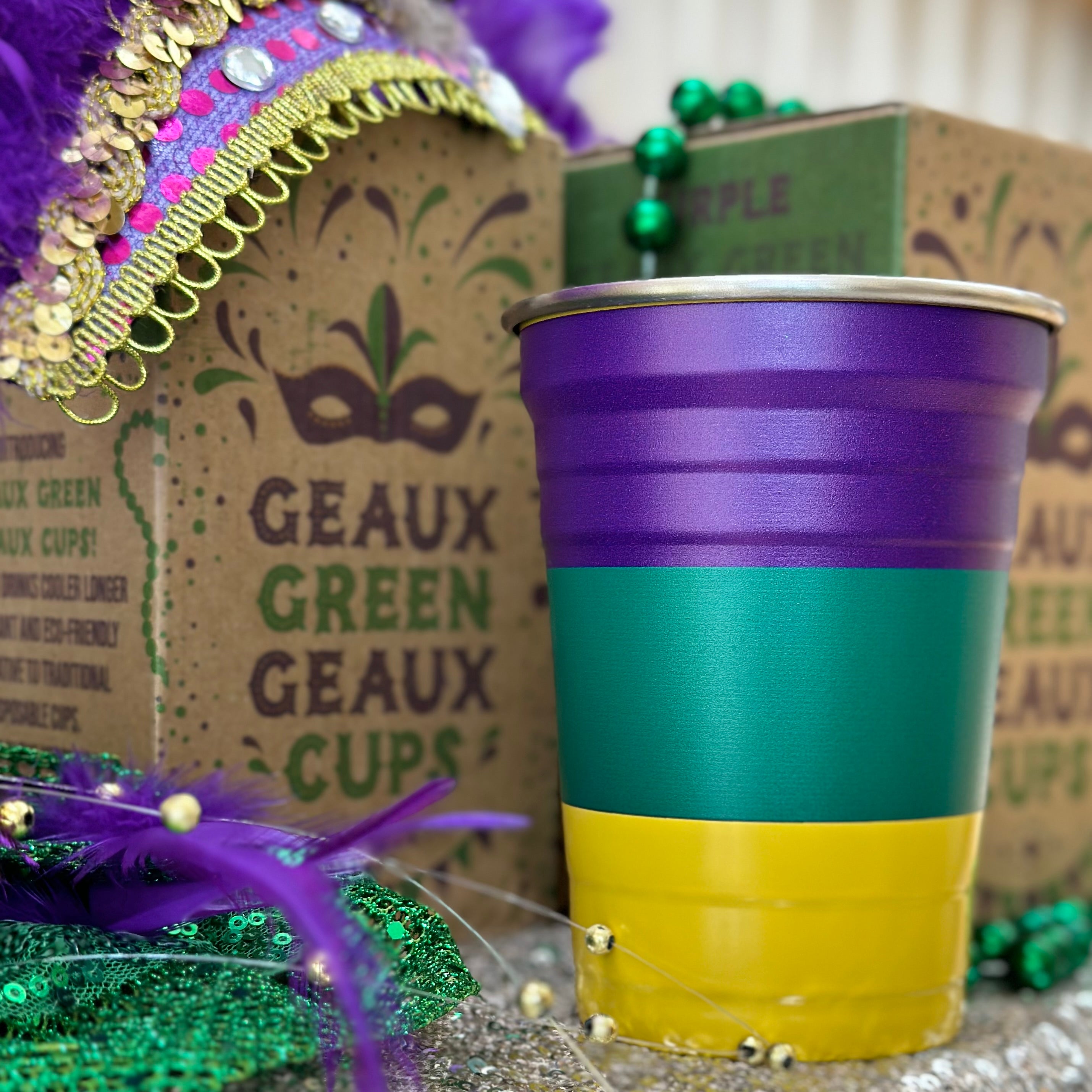 Mardi Gras Geaux Cups (4-Pack) – Whereable Art